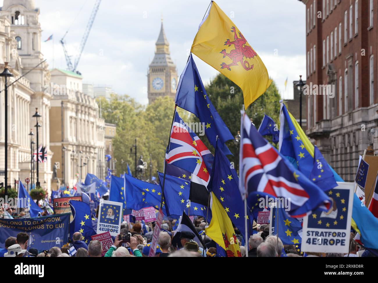 London, UK. 23rd September 2023. Pro EU supporters joined the National ...