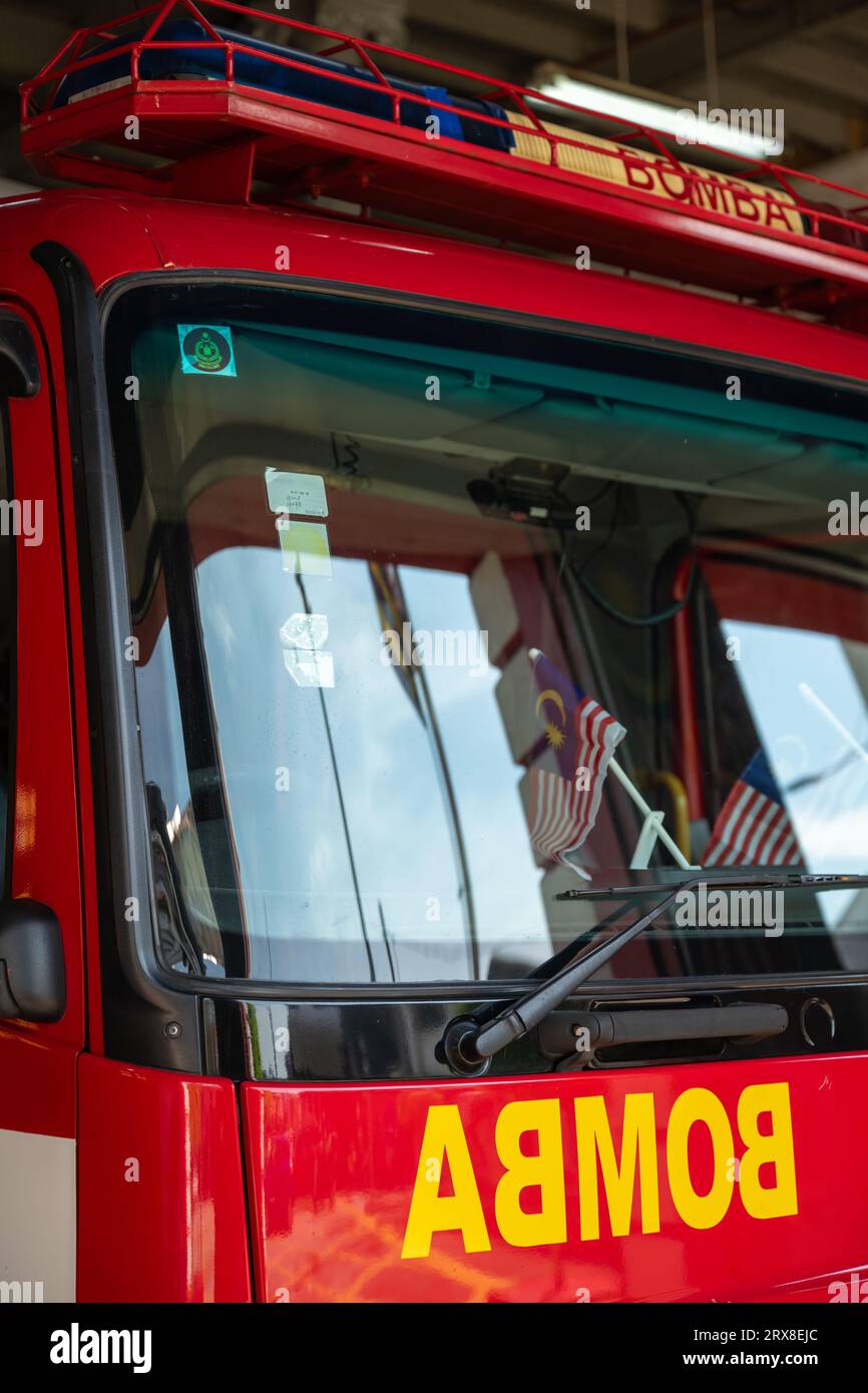 A parked malaysian Fire Engine at the Central Fire Station, Georgetown ...