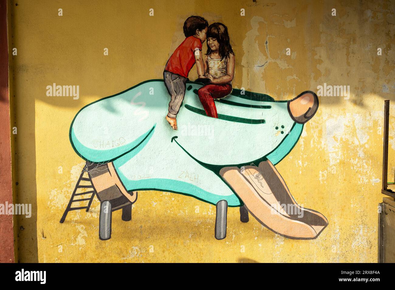 Dog Slide Penang Street Art, Pulau Pinang, Malaysia Stock Photo - Alamy
