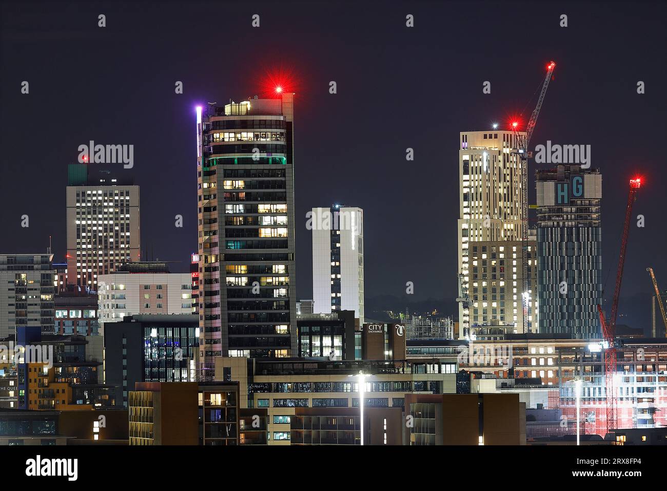 A view of Leeds City Centre at night which is currently growing with ...
