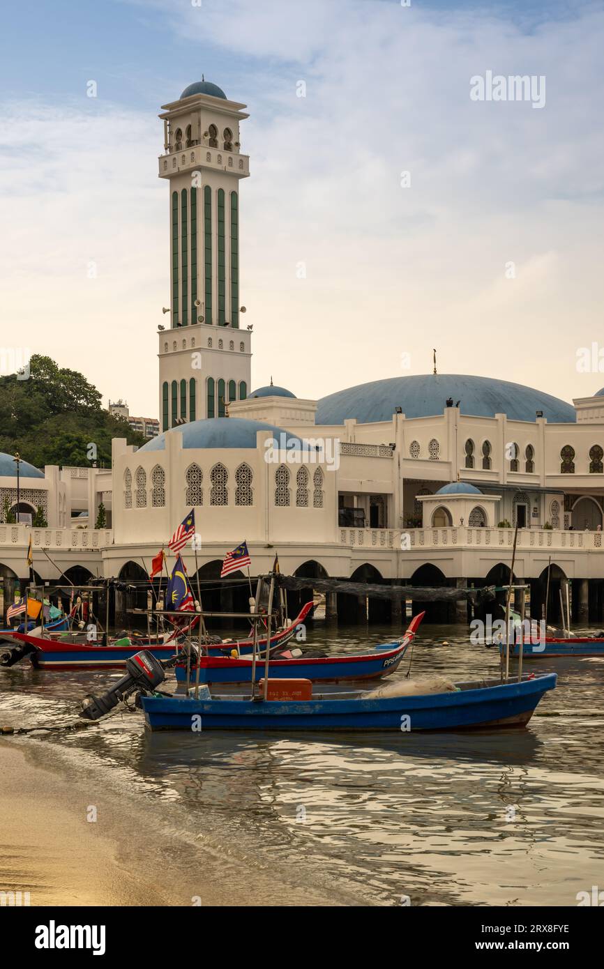 Penang Floating Mosque with boats in the foreground, Penang, Malaysia ...