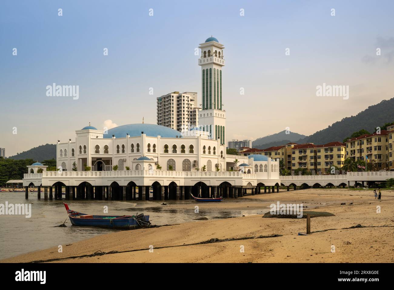 Penang Floating Mosque with boats in the foreground, Penang, Malaysia ...