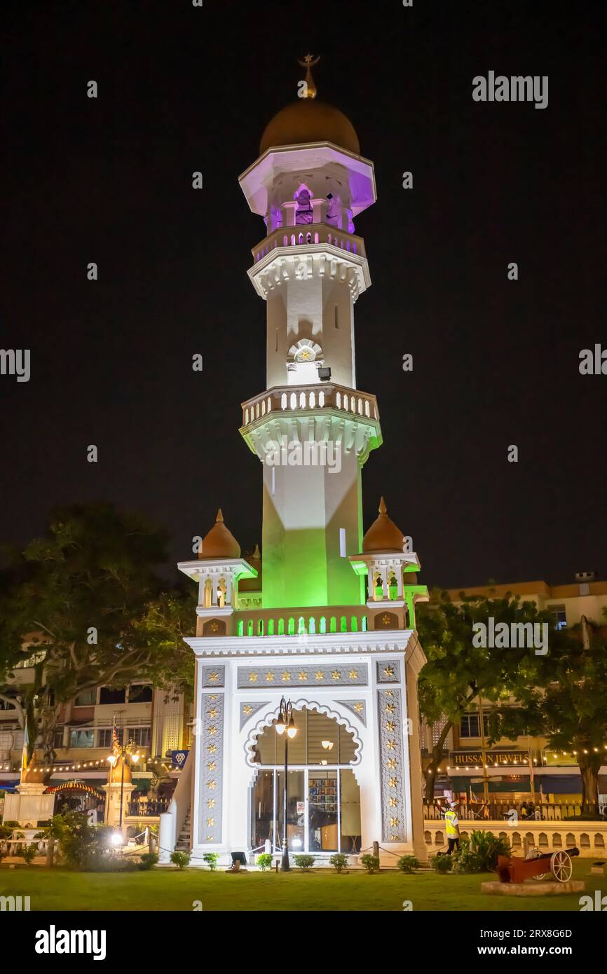 The Kapitan Keling Mosque at night, Georgetown, Penang, Malaysia Stock ...