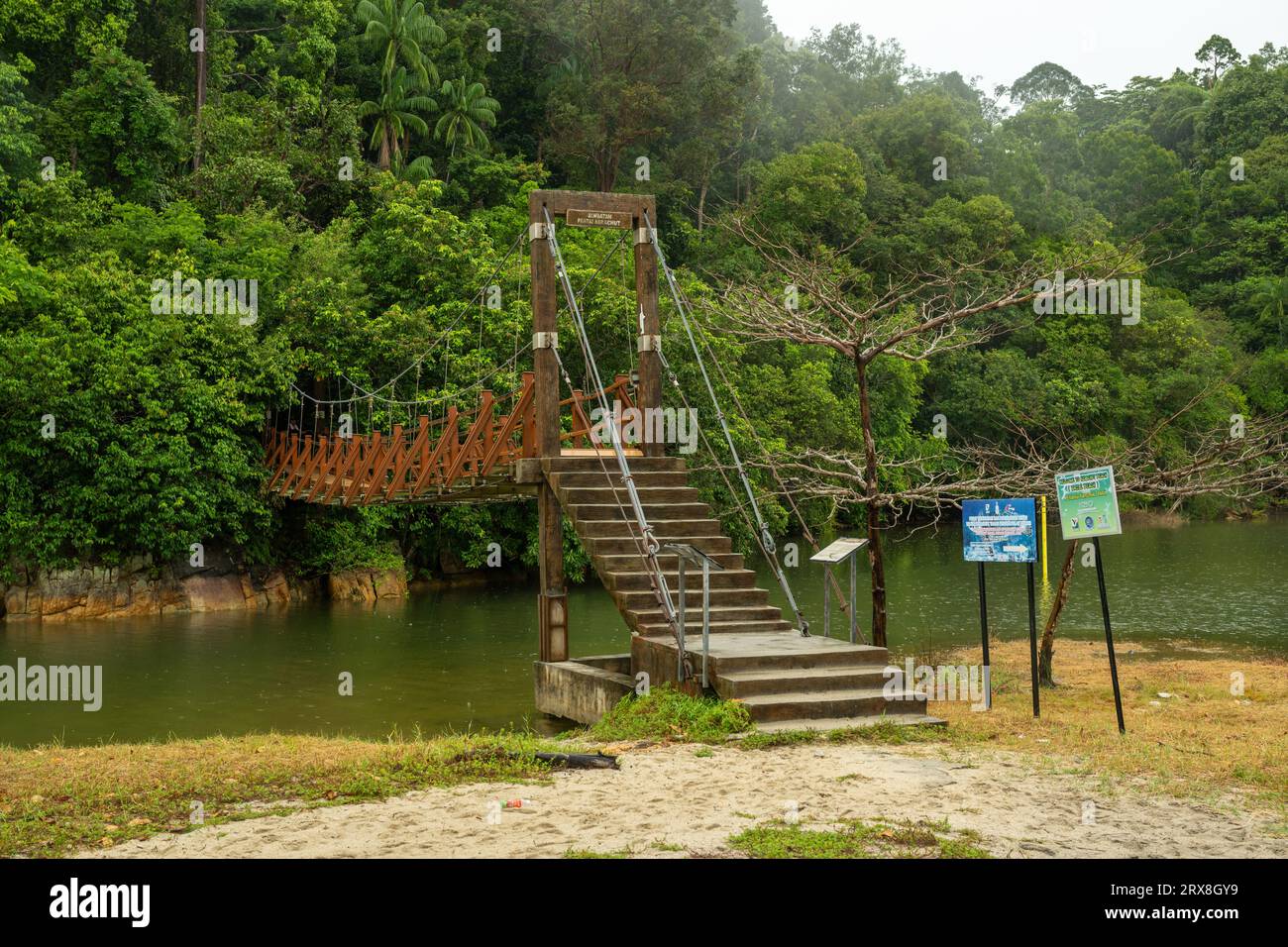The bridge crossing the Meromitic Lake, Pantai Keracut (Turtle Beach ...