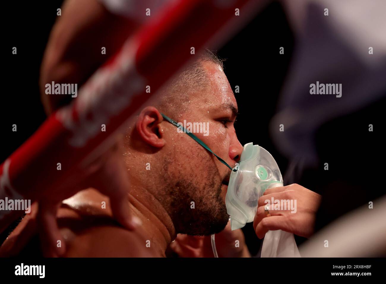 Joe Joyce is given oxygen after being knocked down by Zhilei Zhang ...