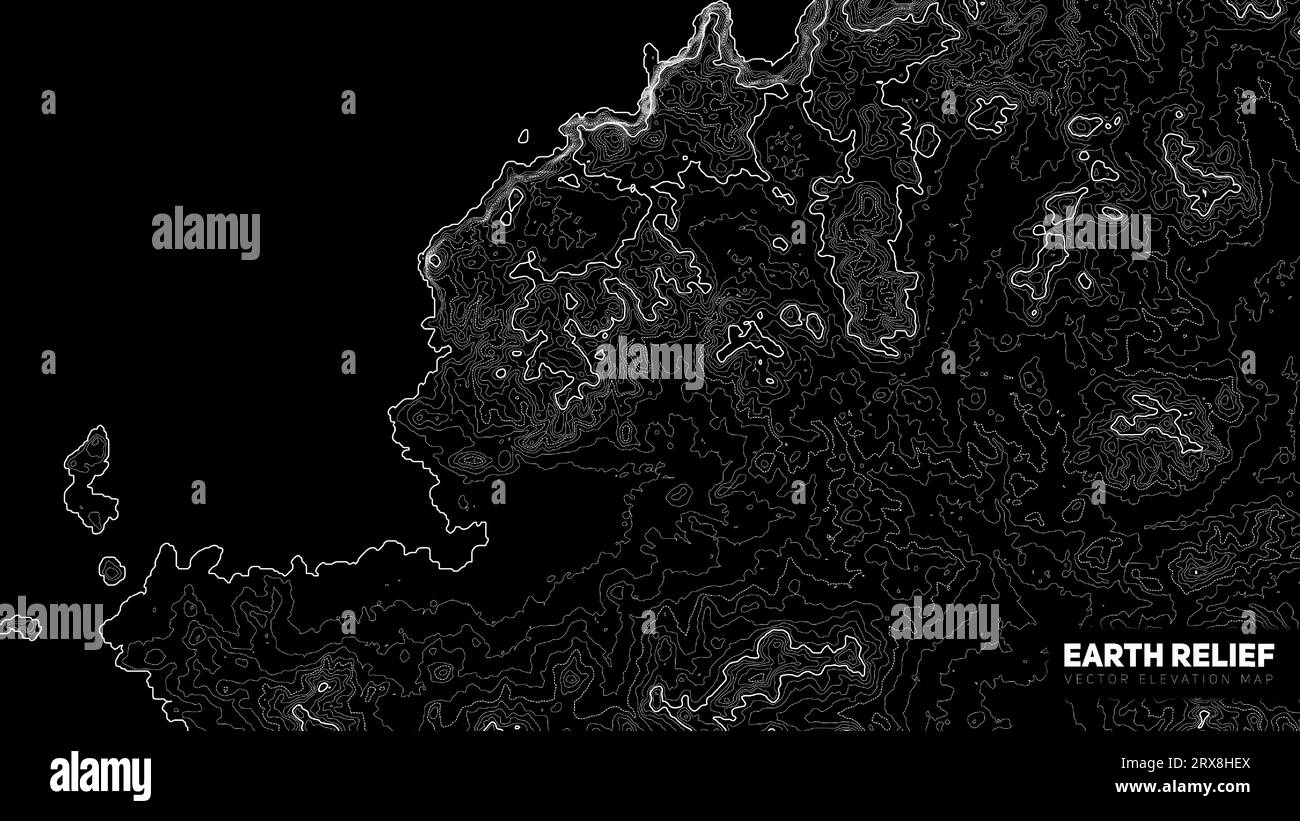 Vector abstract earth relief map. Generated conceptual elevation map ...