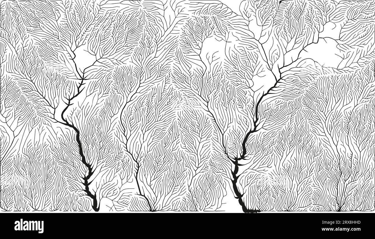 Growth pattern. Generative branching structure. Organic net of vessels ...