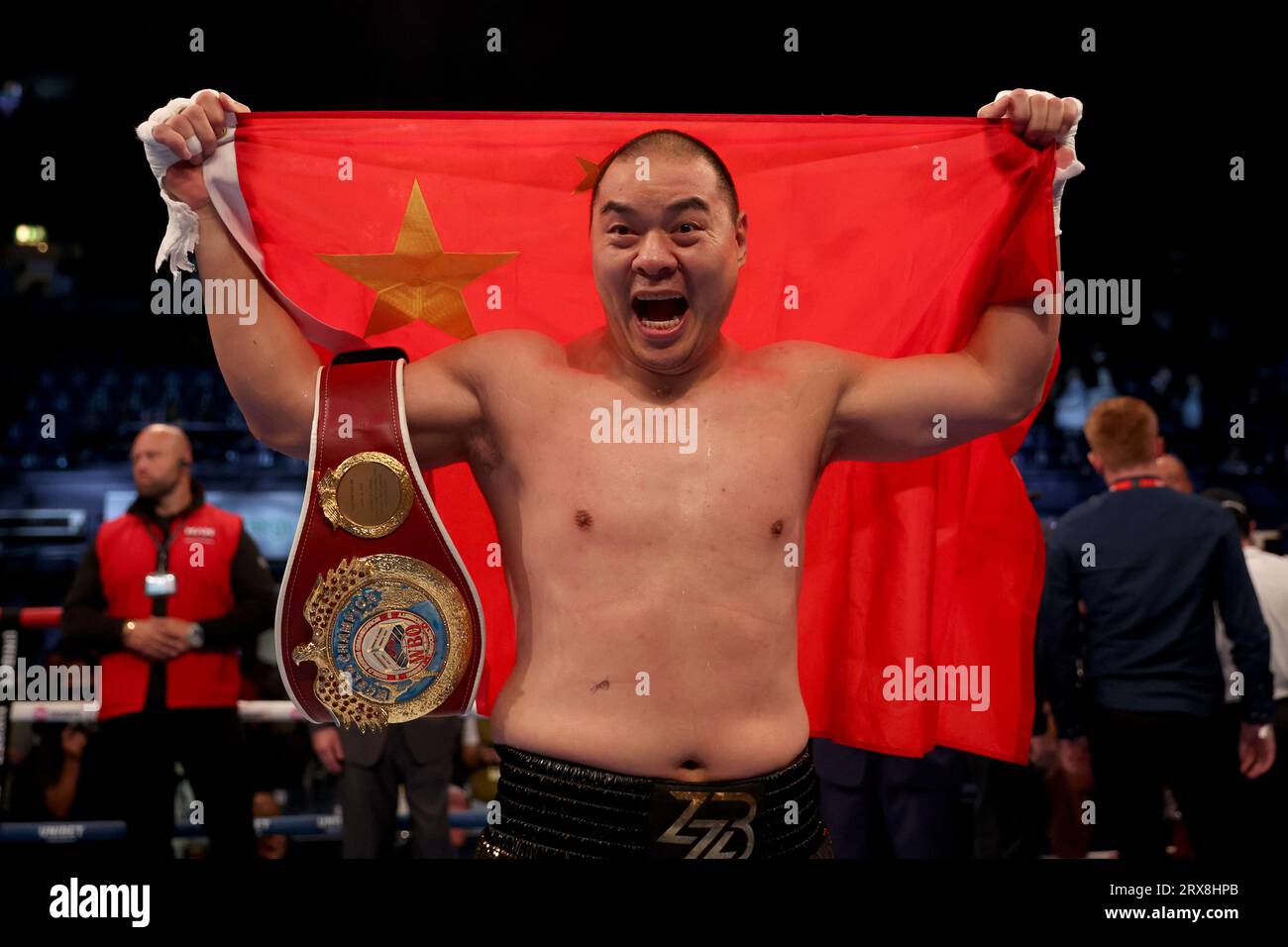 Zhilei Zhang celebrates after defeating Joe Joyce in the WBO 'Interim ...
