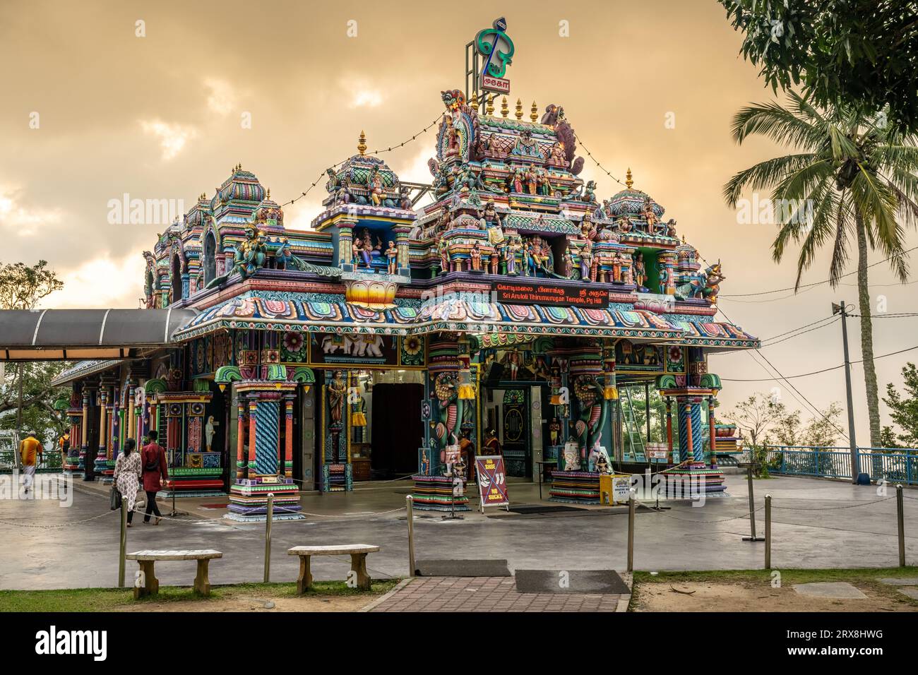 The Sri Aruloli Thirumurugan Hindu Temple on Penang Hill at sundown ...