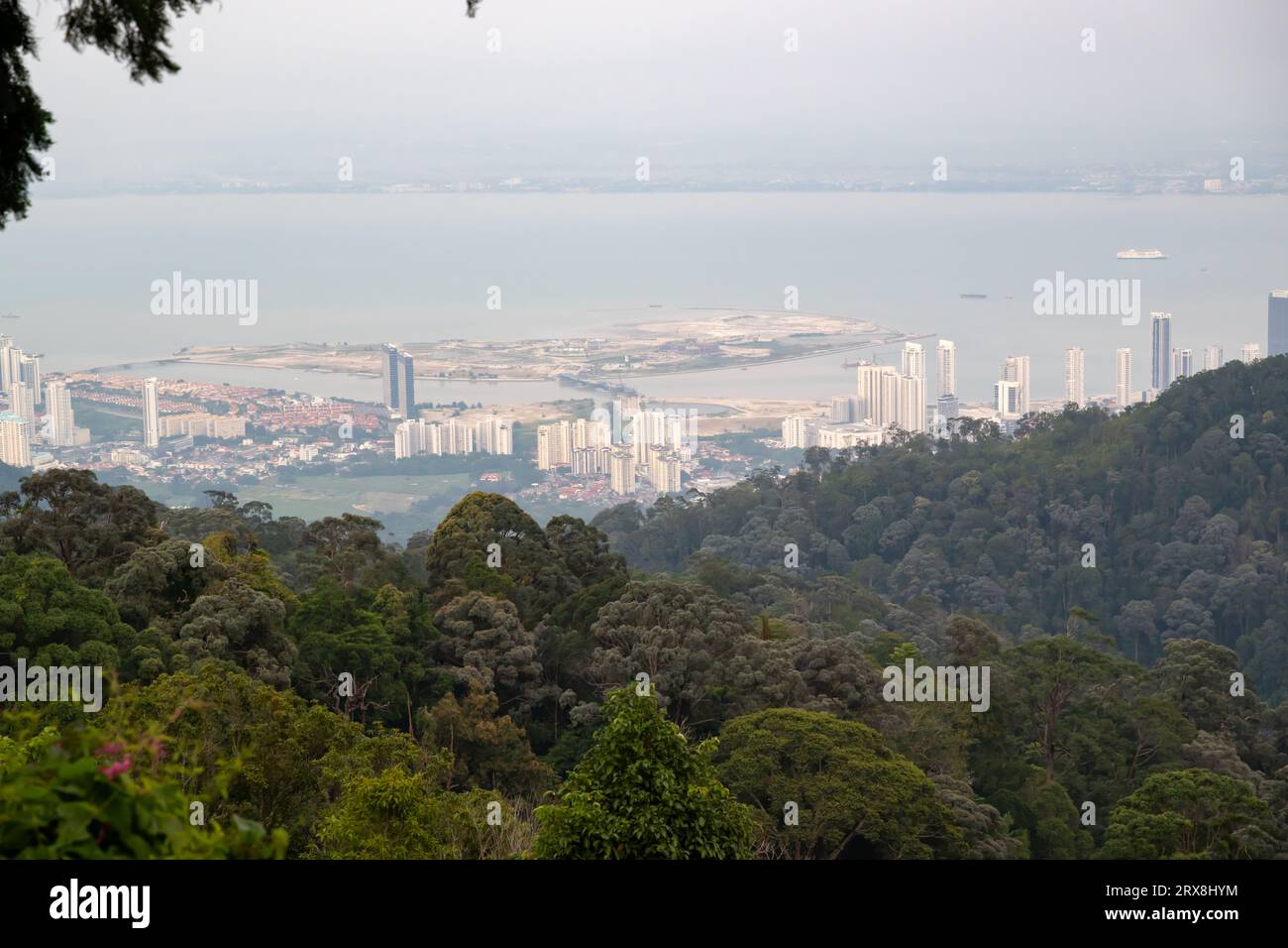 View of the Penang Island skyline taken from Penang Hill at dusk Stock ...