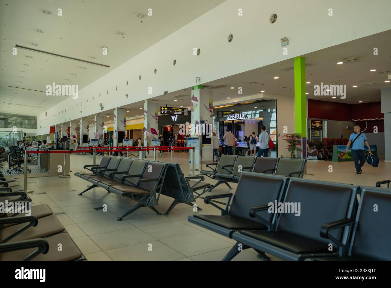 The interior of the domestic terminal at Penang International Airport ...