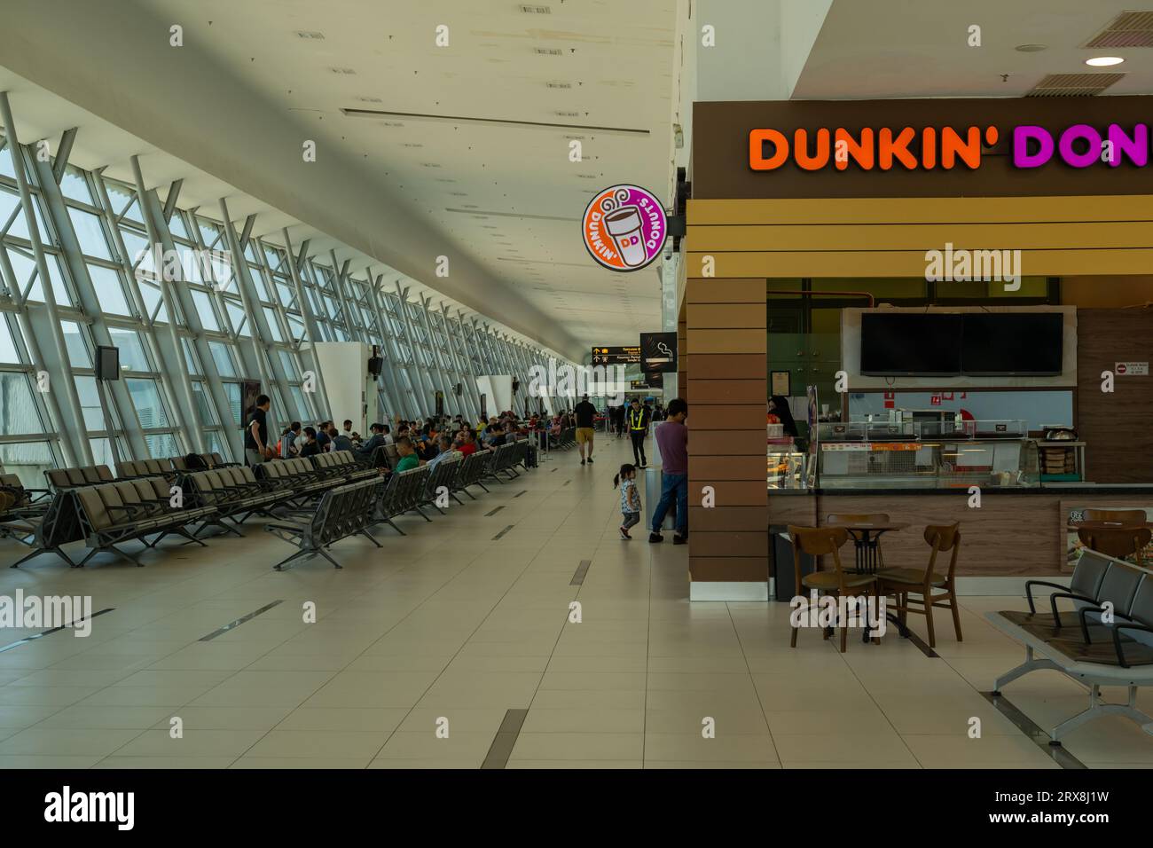 The interior of the domestic terminal at Penang International Airport ...