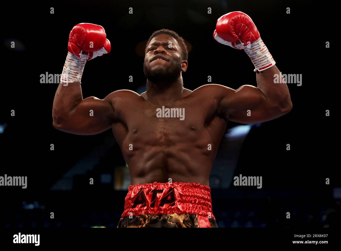 Aloys Youmbi celebrates after defeating Erik Nazaryan during the ...