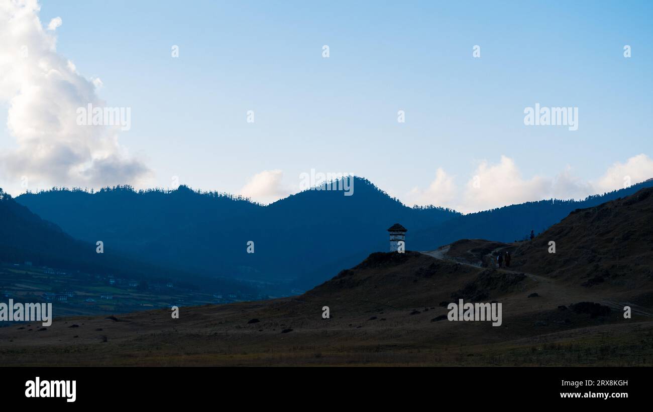 Beautiful evening scenery of Phobjikha valley Stock Photo - Alamy
