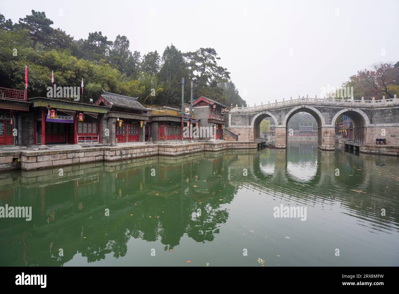 Three hole stone bridge, Suzhou Street, Summer Palace, Beijing Stock ...