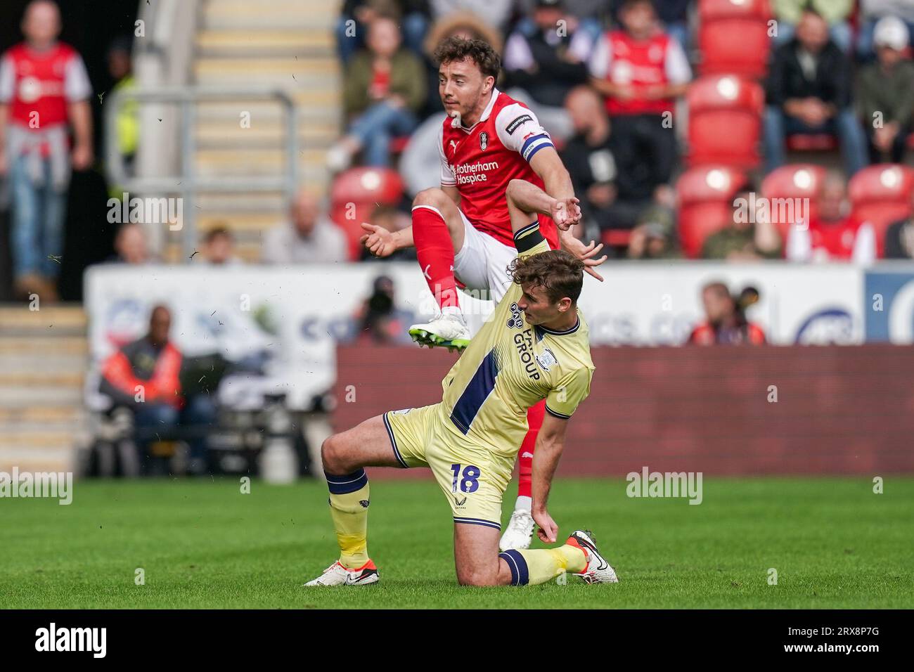 Rotherham, UK. 23rd Sep, 2023. Rotherham United midfielder Ollie ...
