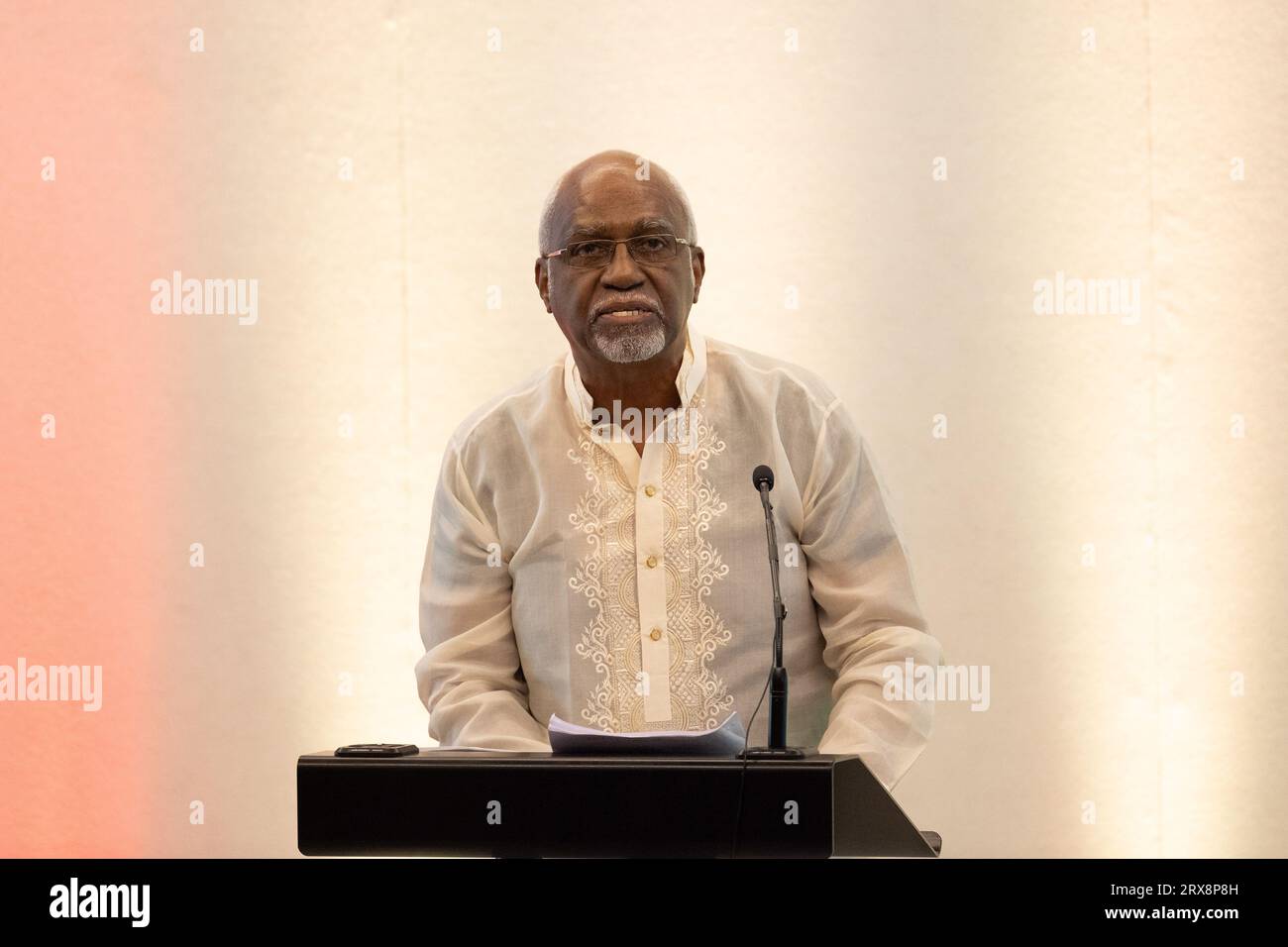 His Excellency, Judge Patrick Robinson gives the keynote address at the ...