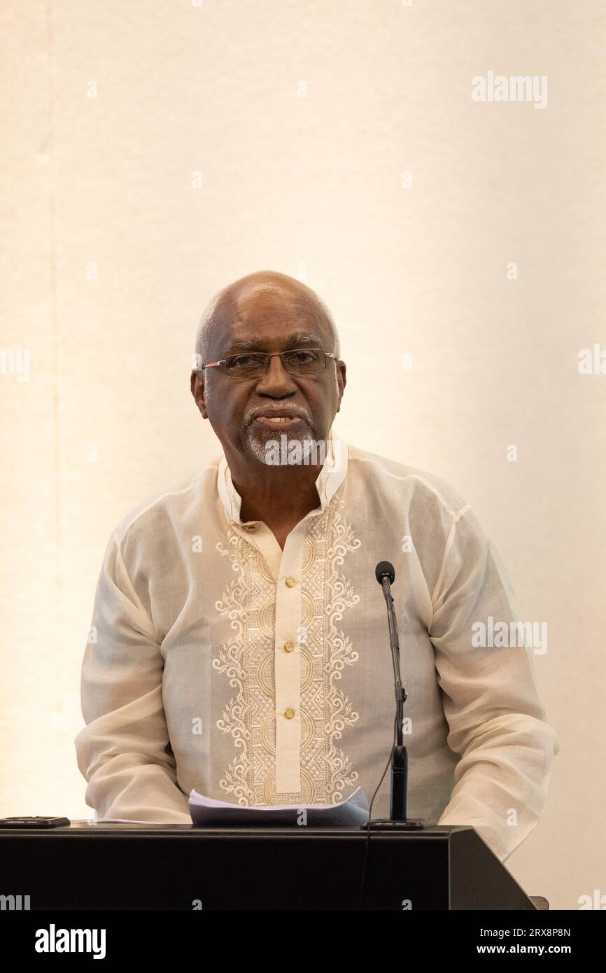 His Excellency, Judge Patrick Robinson gives the keynote address at the ...