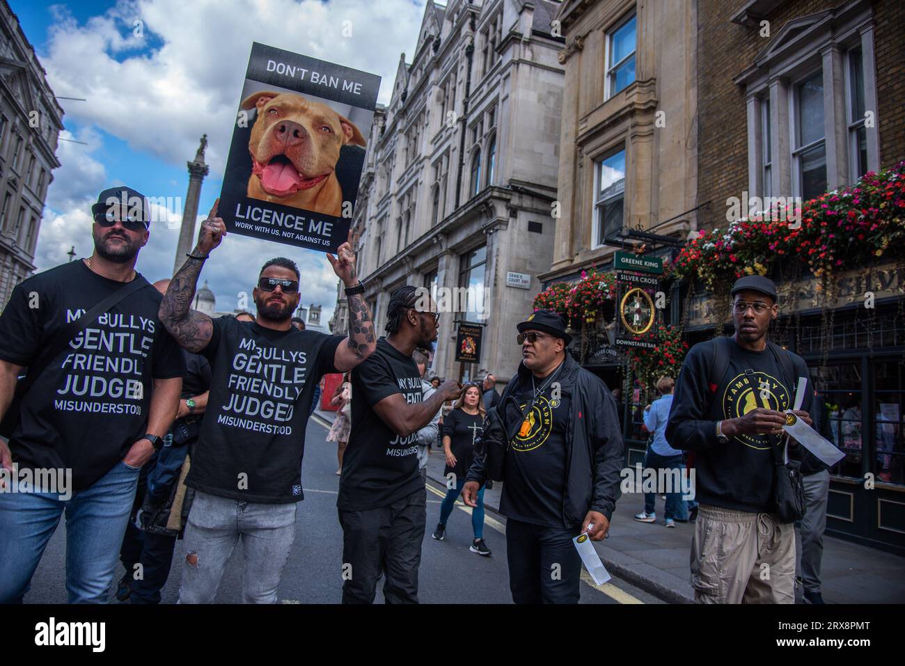 London, UK. 23rd Sep, 2023. A protestor marches with a placard during ...