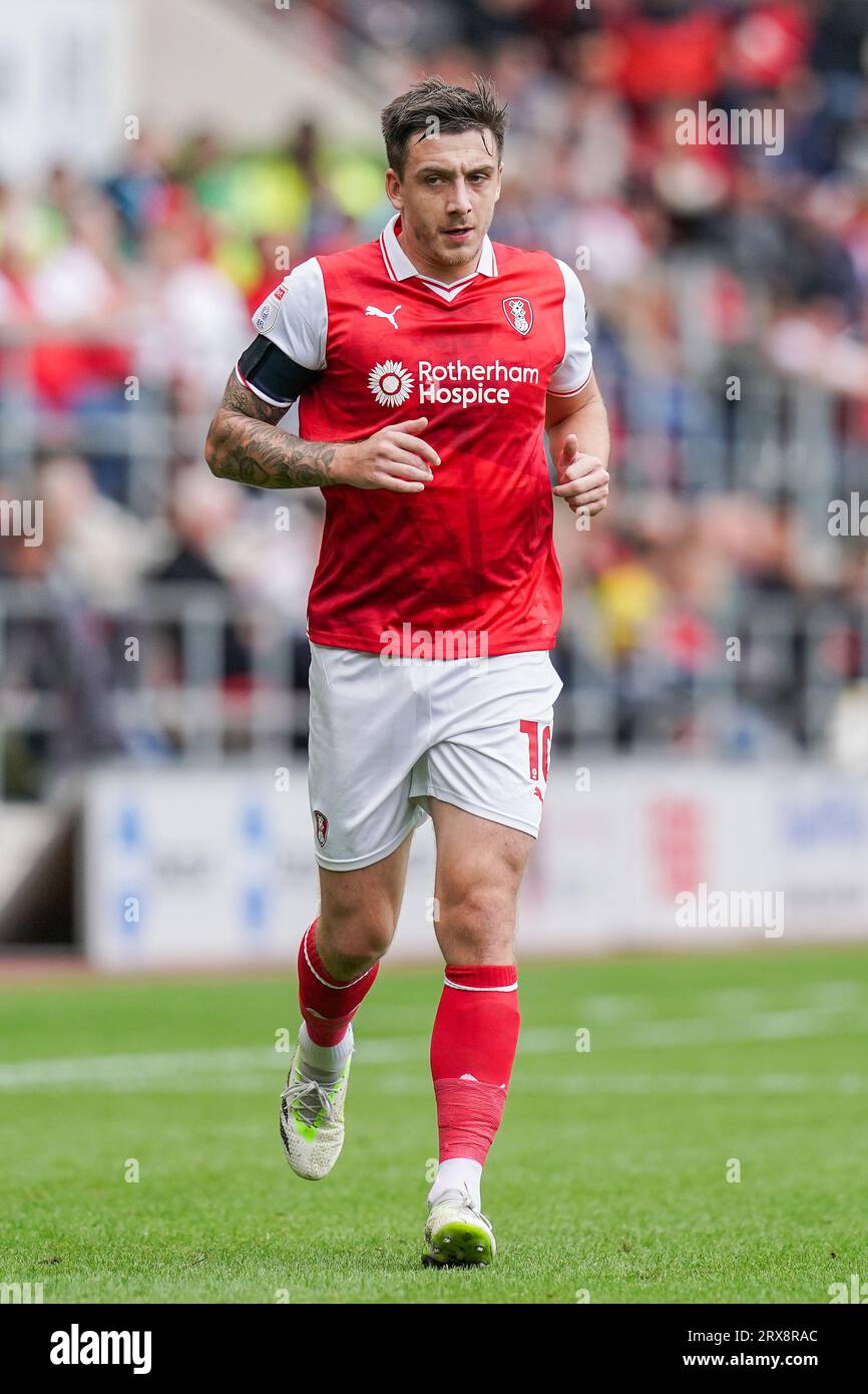 Rotherham, UK. 23rd Sep, 2023. Rotherham United forward Jordan Hugill ...