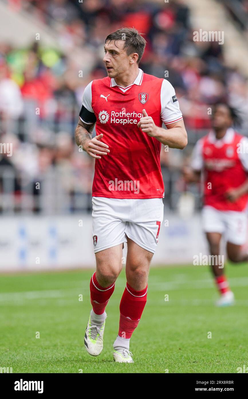 Rotherham, UK. 23rd Sep, 2023. Rotherham United forward Jordan Hugill ...