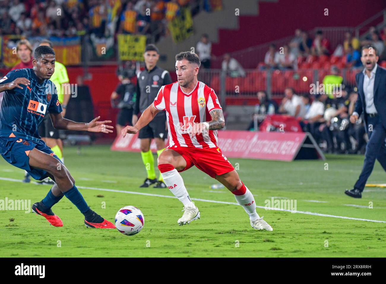 September 23, 2023: Adrian Embarba of UD Almeria controls the ball ...
