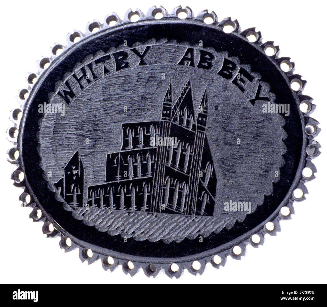 Whitby Jet, Victorian Brooch depicting Abbey, Yorkshire, England, UK ...