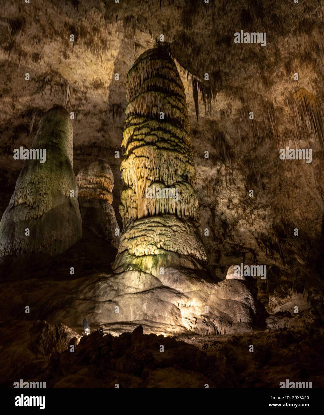 Giant Column With Green Highlights In Carlsbad Caverns National Park ...