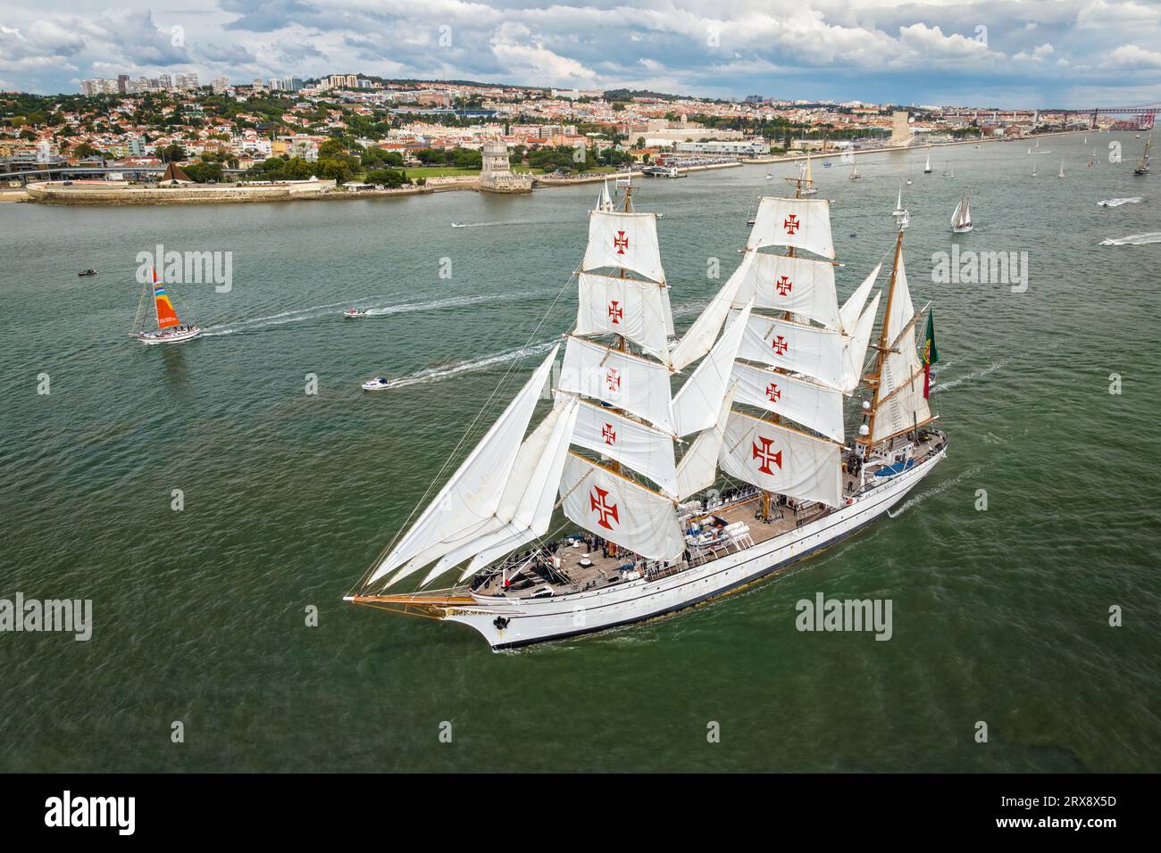 Tall ships sailing in Tagus river. Lisbon, Portugal Stock Photo - Alamy