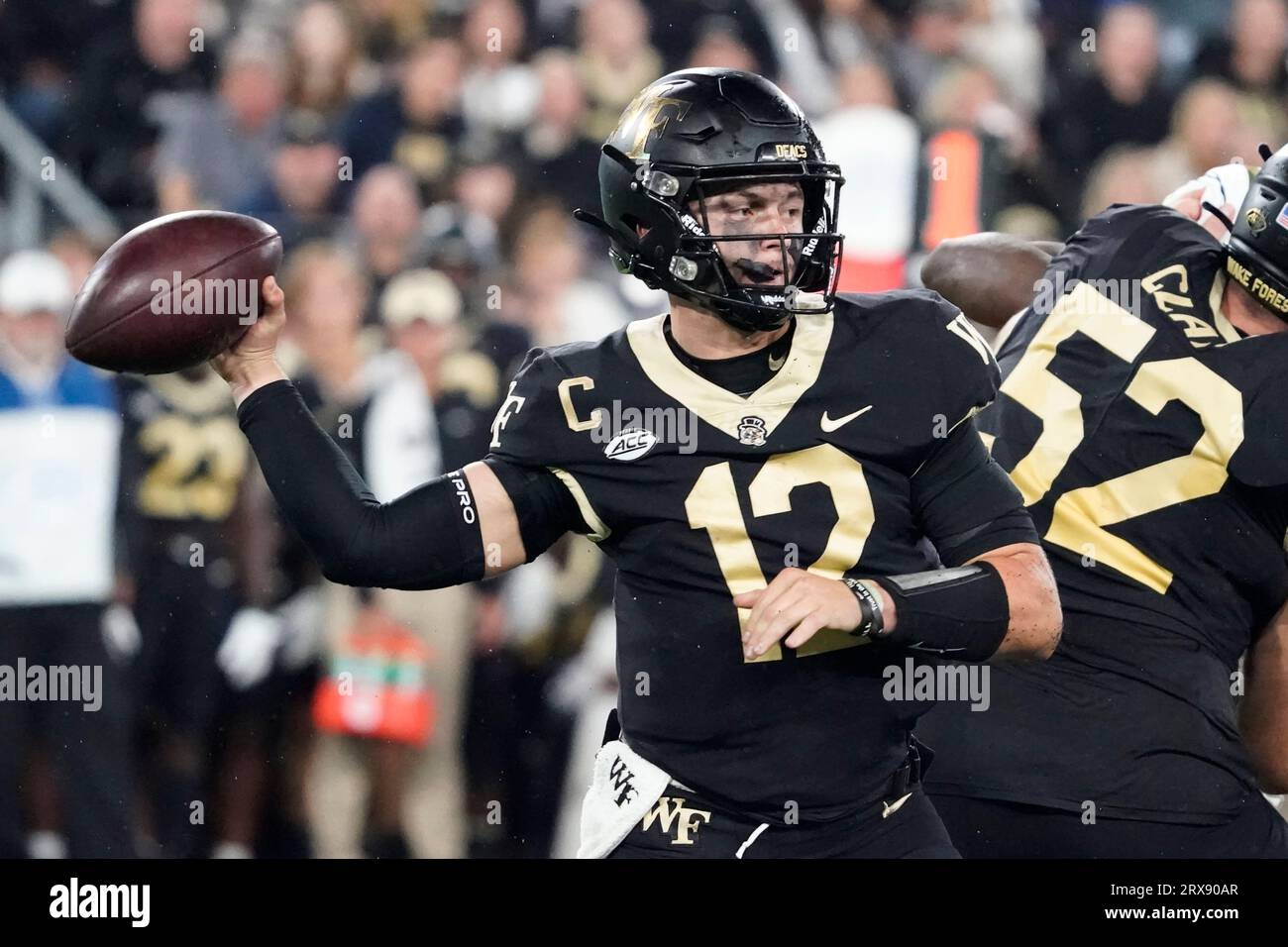 Wake Forest quarterback Mitch Griffis (12) looks to pass the ball against Georgia Tech during ...