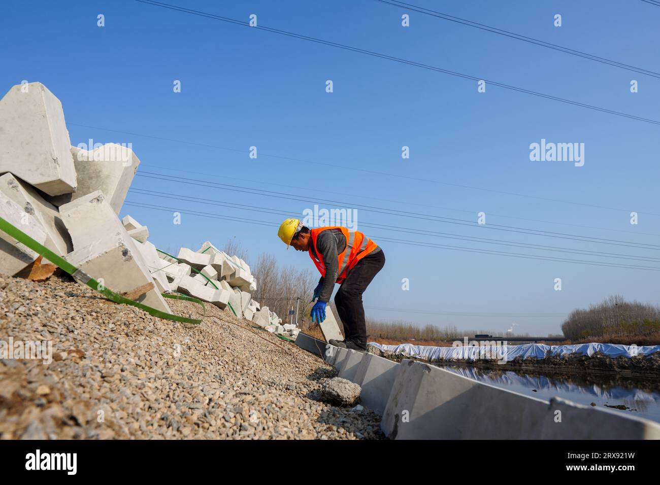 Luannan County, China - November 23, 2022: Workers are laying ...