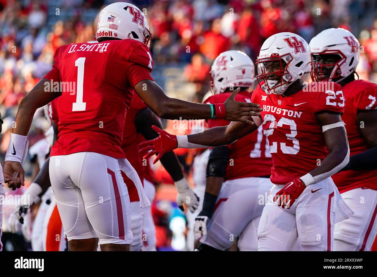 Houston running back Parker Jenkins (23) celebrates his touchdown with ...