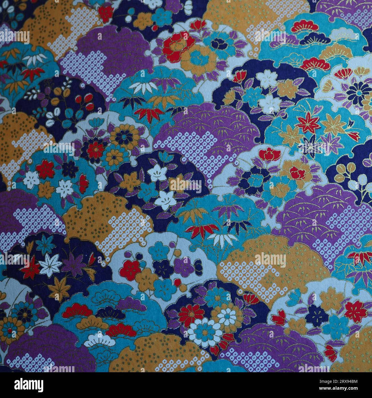 Traditional Japanese patterns with botanical and festive themes Stock ...