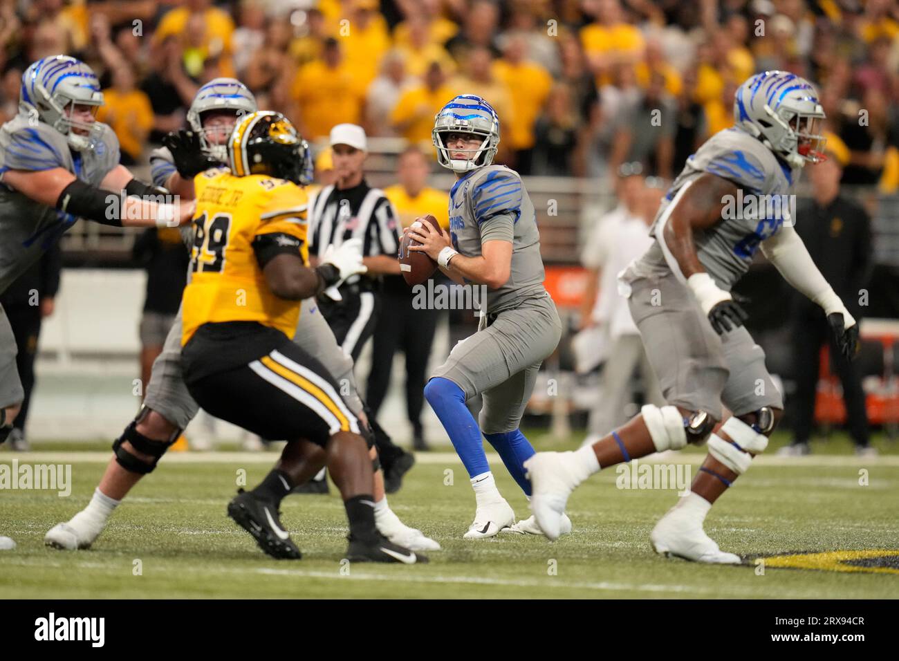 Memphis quarterback Seth Henigan looks to pass during the first half of ...