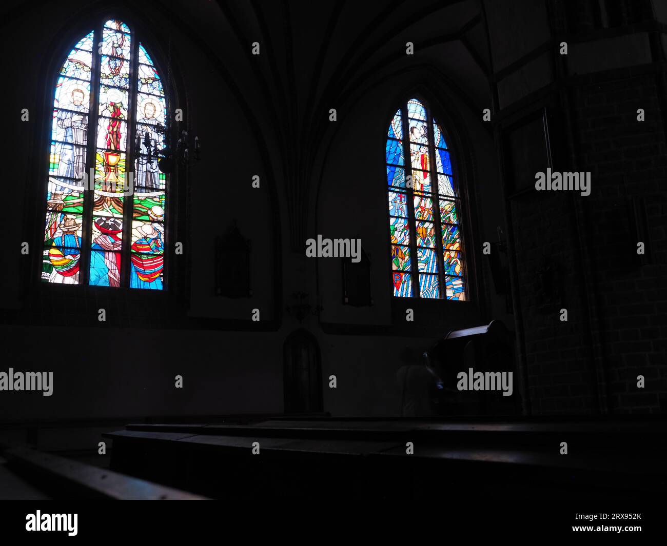 The Stained glass window of Darlowo Church Poland Stock Photo - Alamy
