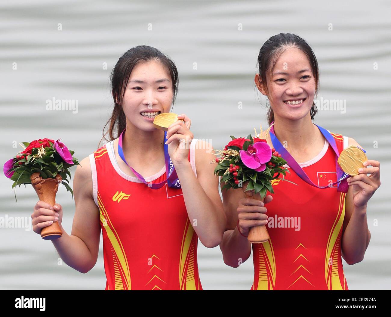 Hangzhou, China's Zhejiang Province. 24th Sep, 2023. Zou Jiaqi (L) and ...