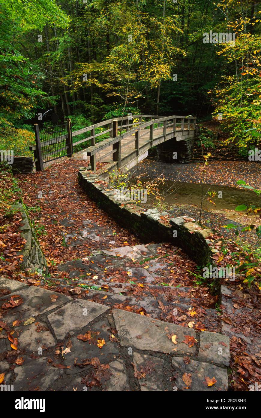Trail bridge with rockwork built by Civilian Conservation Corps (CCC ...