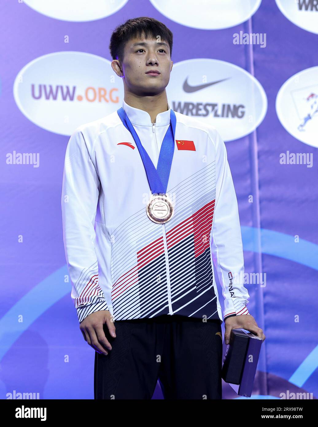 Belgrade, Serbia. 23rd Sep, 2023. Bronze medalist China's Cao Liguo ...