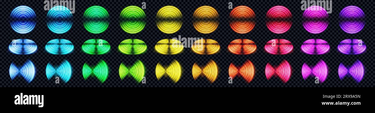 Realistic color set of radio wave signal sign isolated on transparent ...