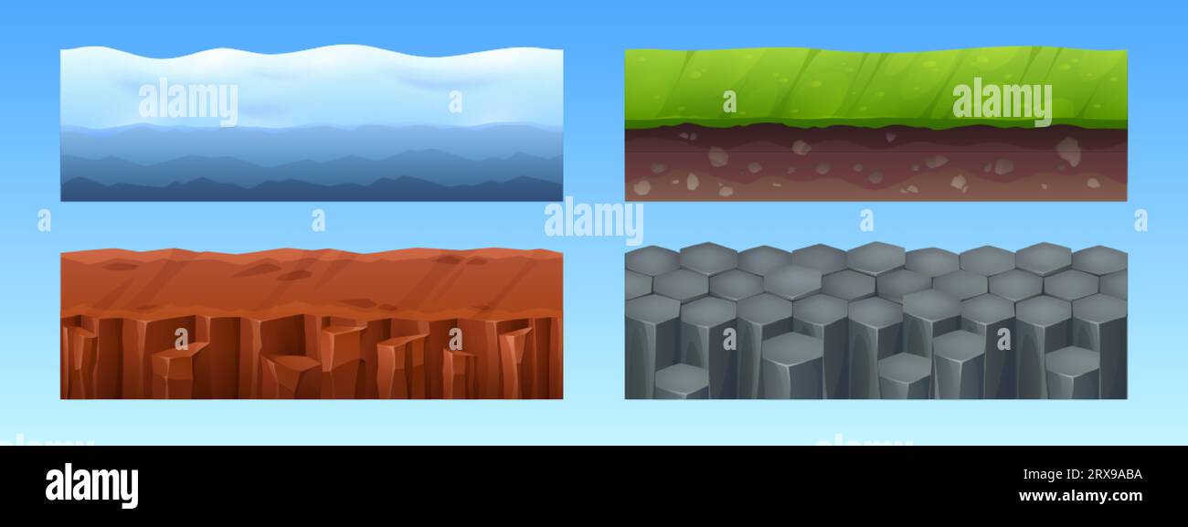 Game seamless ground and underground layer with water or ice, soil ...