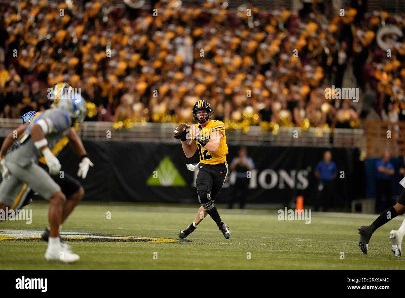 Missouri quarterback Brady Cook drops back to pass during the second ...