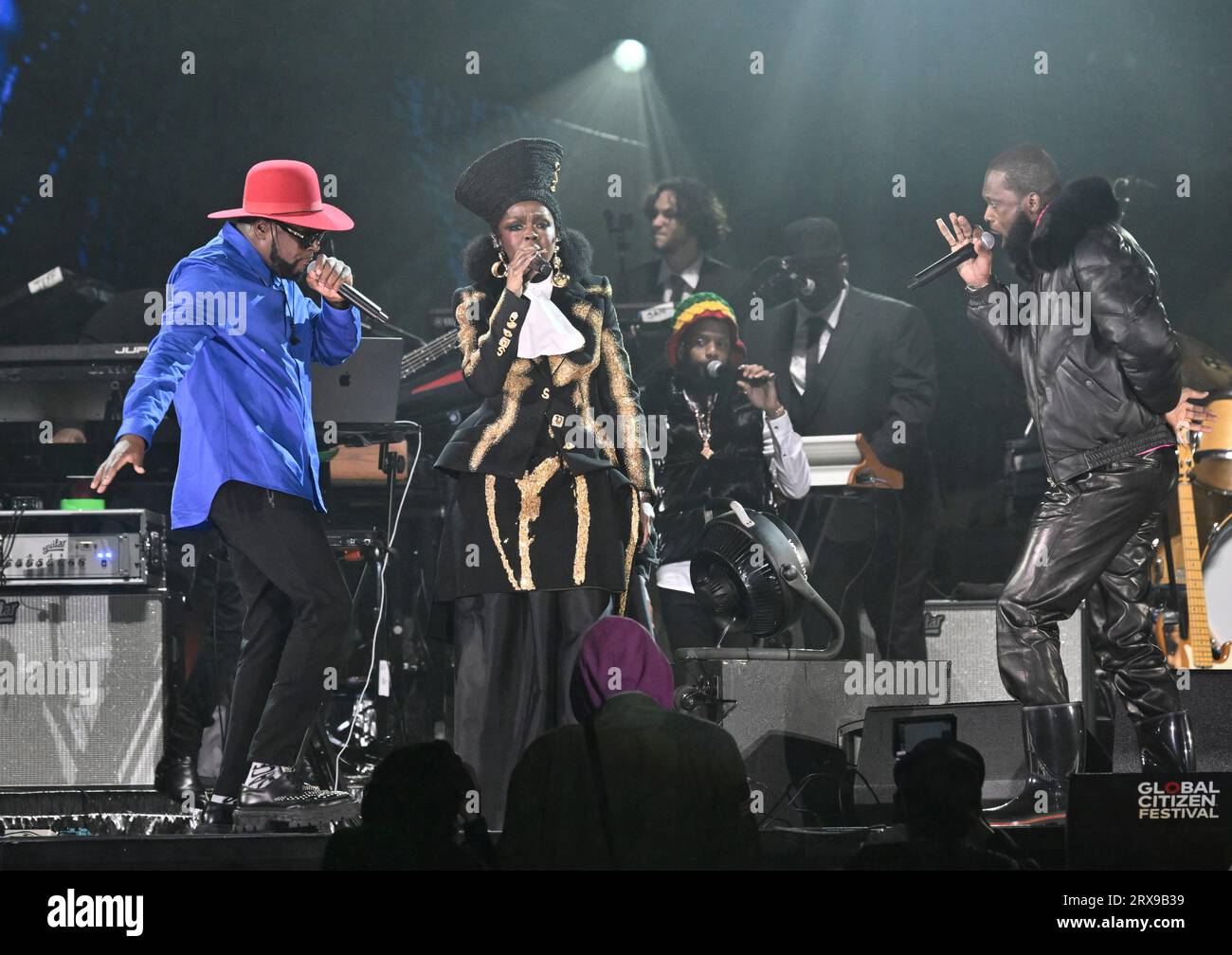 Wyclef Jean, from left, Lauryn Hill, and Pras of Fugees perform during ...