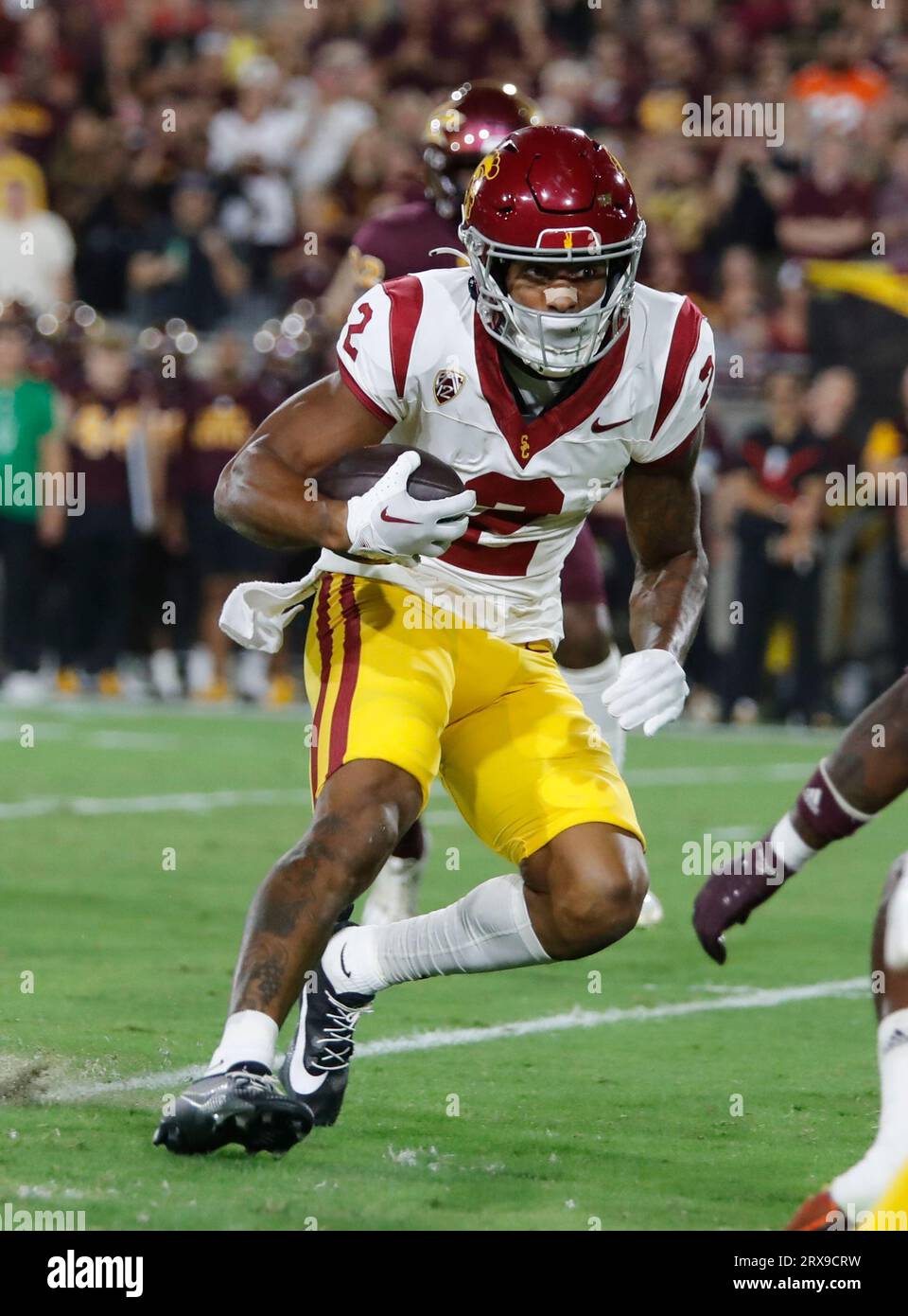 Tempe, Arizona, USA. 23rd Sep, 2023. Brenden Rice (2) of the USC ...