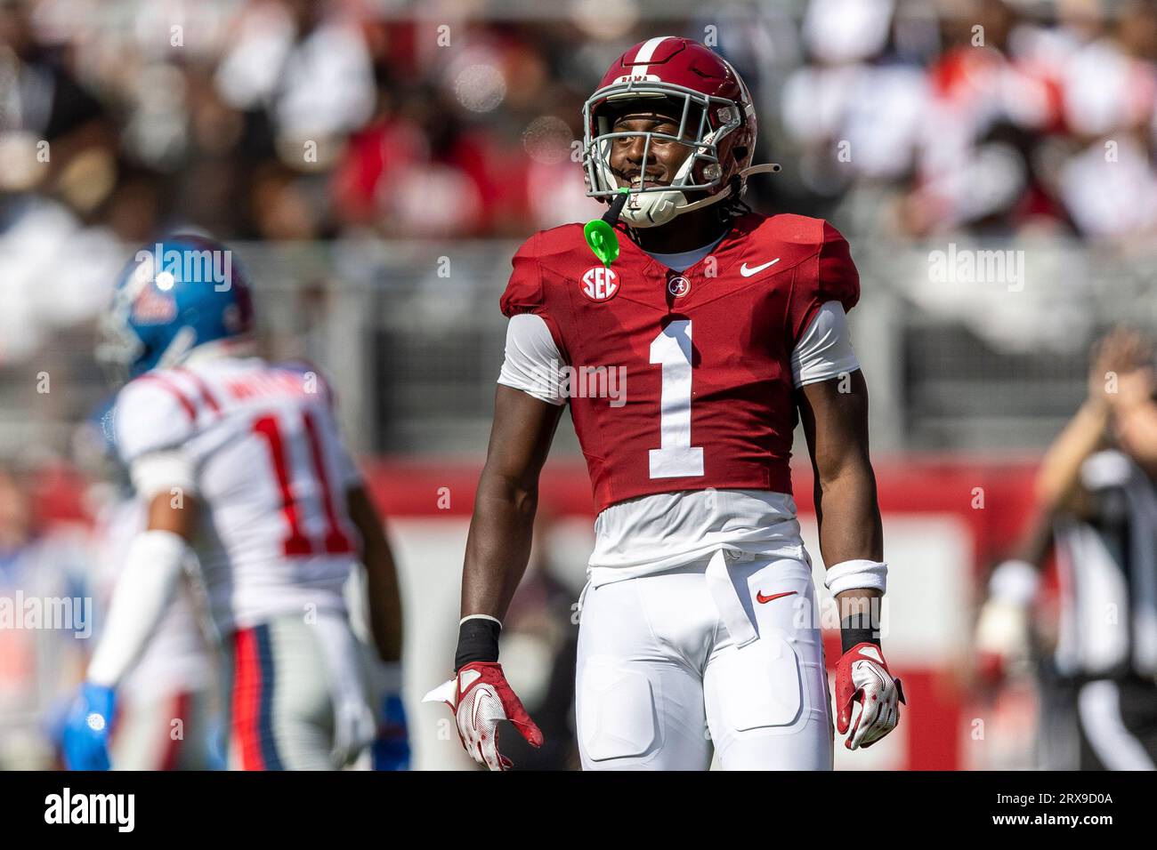 Alabama defensive back Kool-Aid McKinstry (1) grins after a play ...