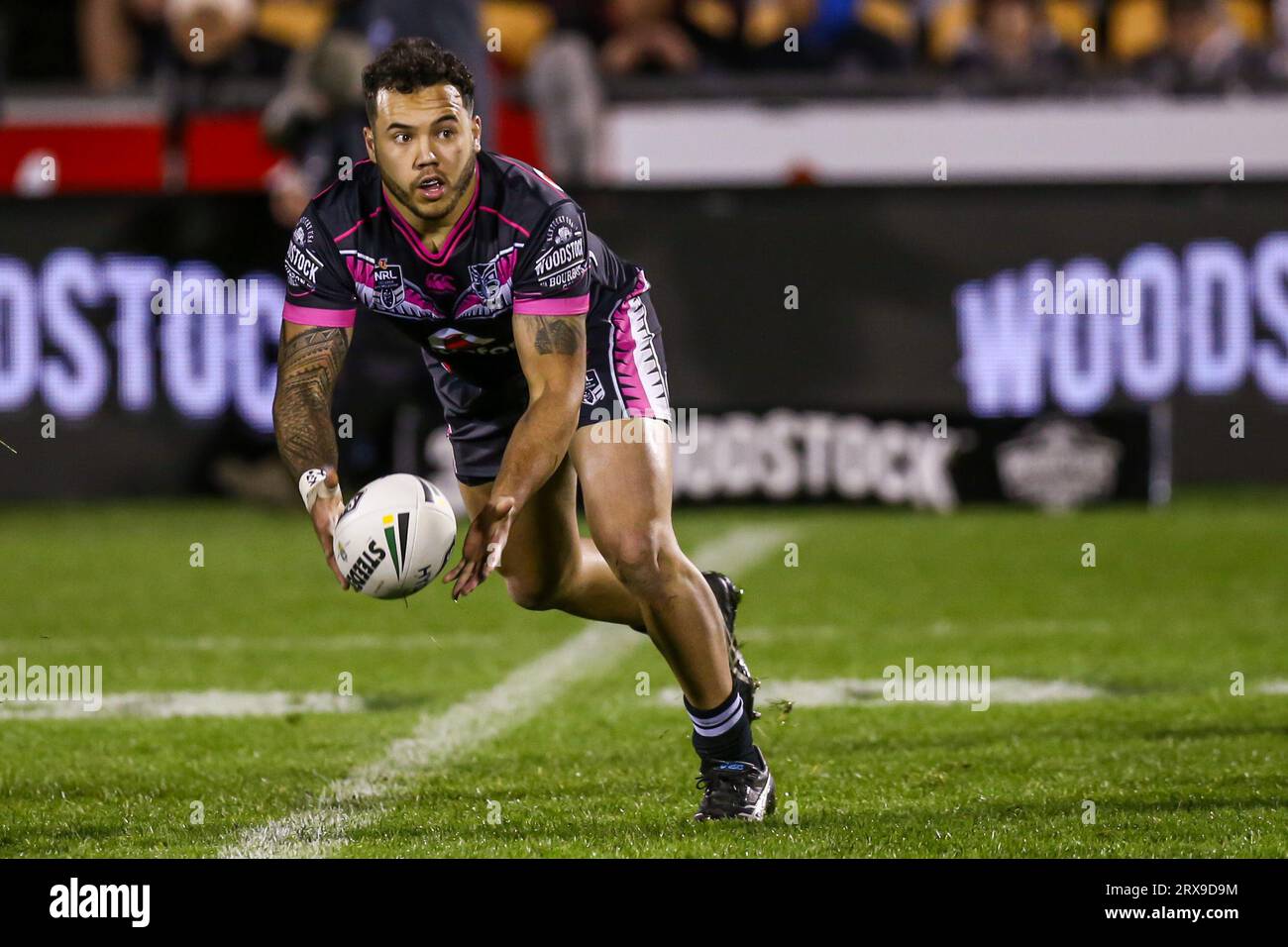 Jazz Tevaga of the Warriors during the NRL match between the New ...