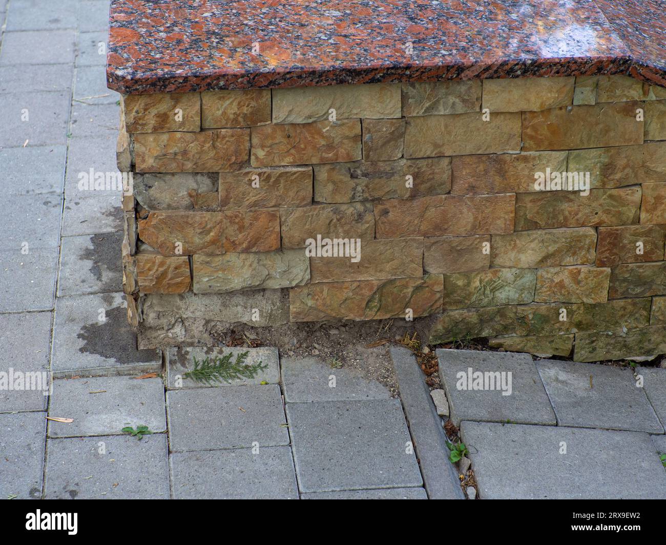 Sand stone wall surface, background of decorate. Stoneware cladding has ...