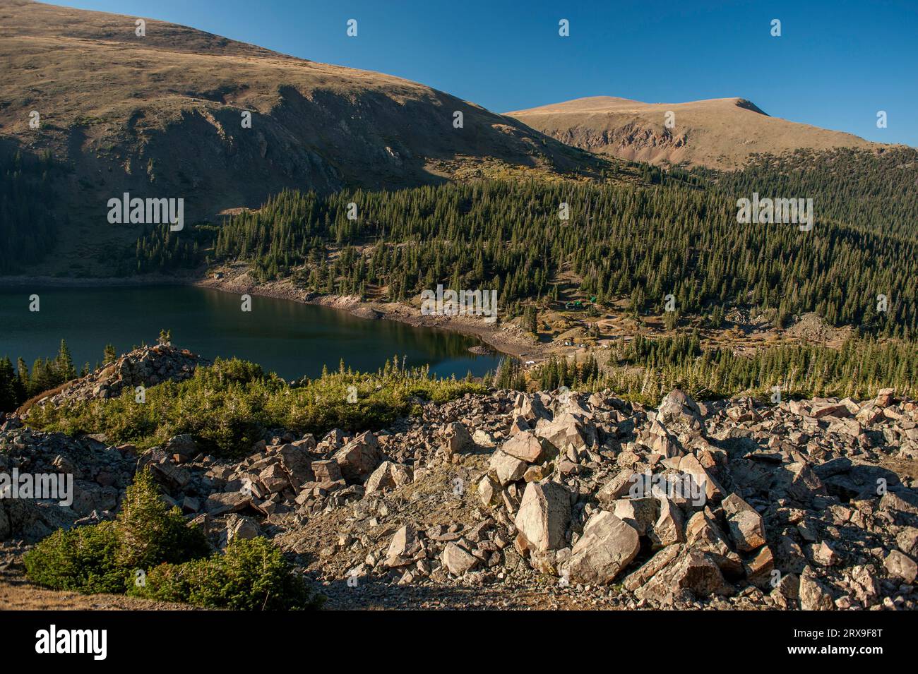 A view looking down onto Colorado's Naylor Lake, from the Silver Dollar ...