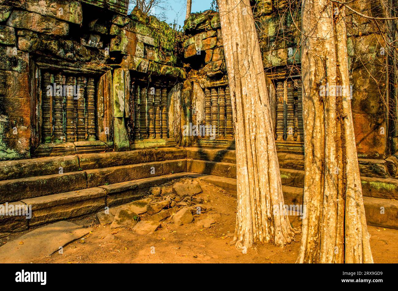 ancient windows in the jungle, Prasat Krahom (Red Temple), Prasat Thom ...