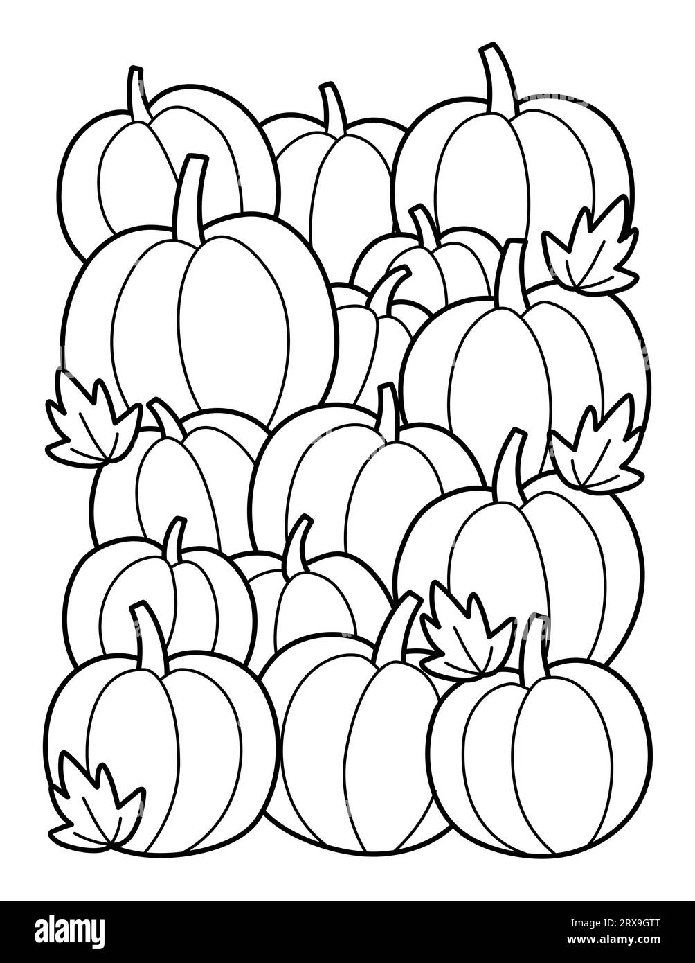 Pumpkin Pile Line Art Coloring Page Stock Vector Image & Art - Alamy