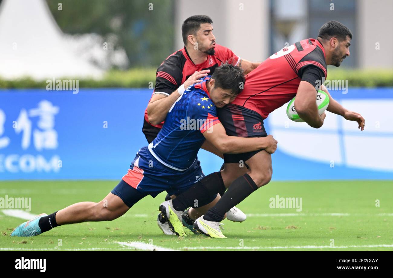 HANGZHOU, CHINA - SEPTEMBER 24, 2023 - China's men's team (blue) beat ...